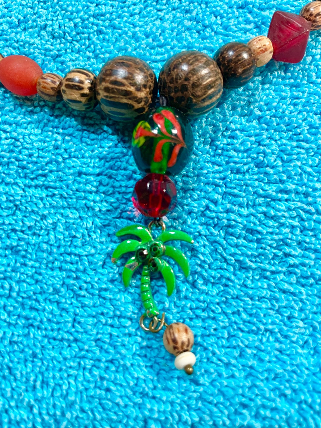 Palm Tree Gingerbread Man Shells Beaded Necklace Pendant - Etsy Sweden