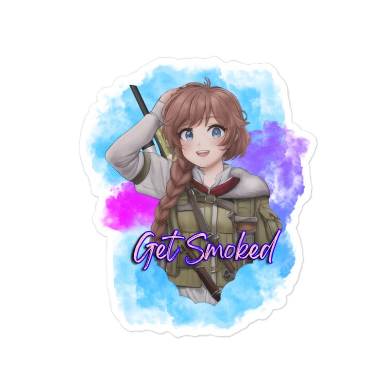 Get Smoked, Anime Waifu Sticker, Moto Decal, Female Soldier Smoke ...