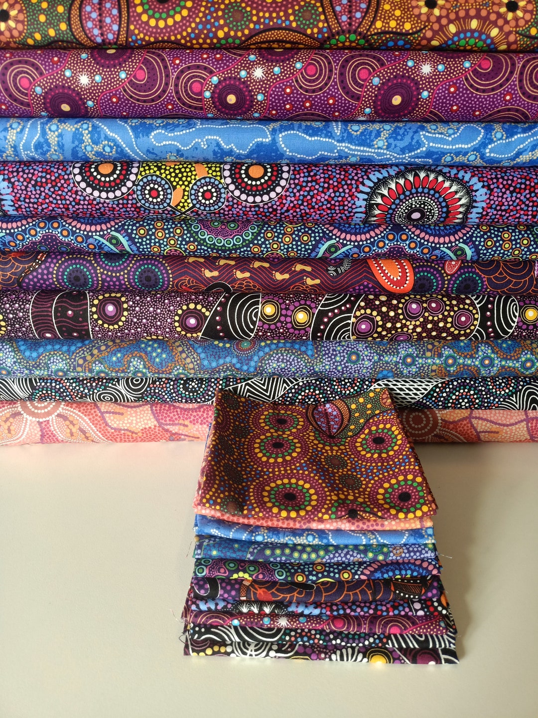 10 Fat Quarter Bundle- Set 1-australian Aboriginal Fabric - Etsy