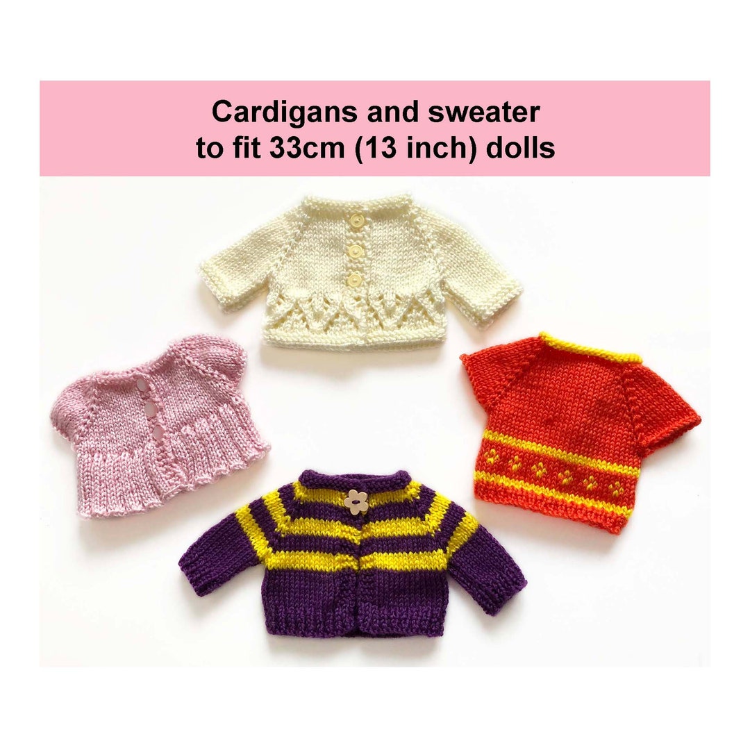 13 Inch Doll Clothes Knitting Pattern: Cardigans & Sweater (PDF Pattern ...