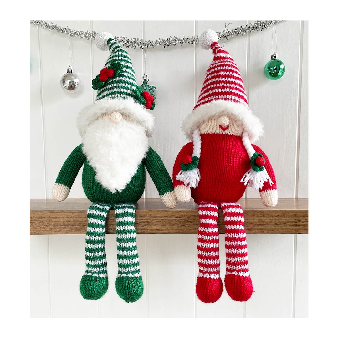 Christmas Gnomes Knitting Pattern Shelf Sitter Gnomes Worked Flat on ...