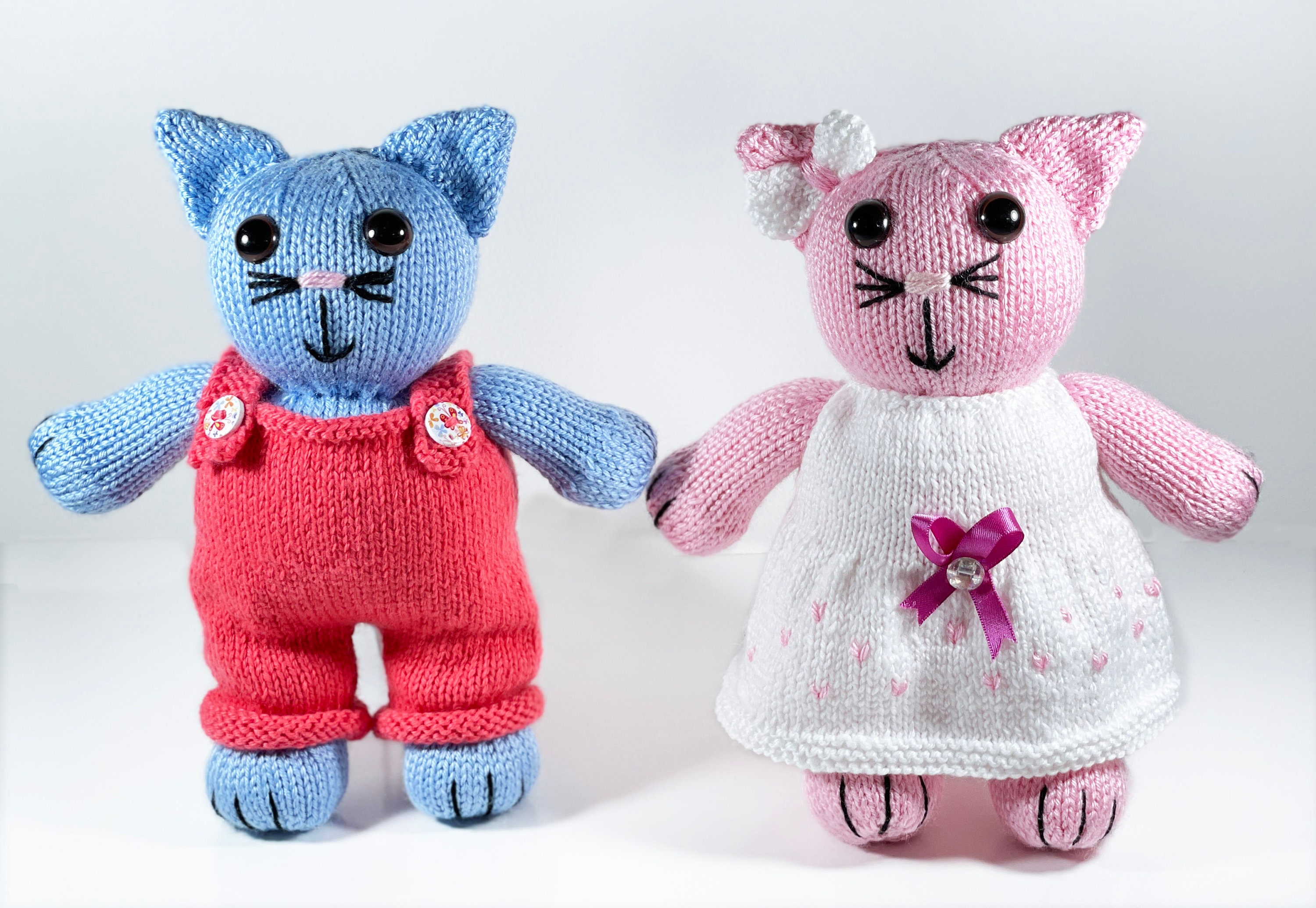 Cat Kitten Knitting Pattern 9 Inch Worked Flat Quick and Easy | Etsy