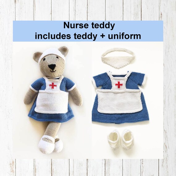 Nurse Teddy Bear Knitting Pattern 17 Inch Knitted Nurse | Etsy
