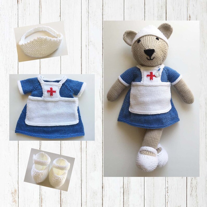 Nurse Teddy Bear Knitting Pattern 17 Inch Knitted Nurse - Etsy
