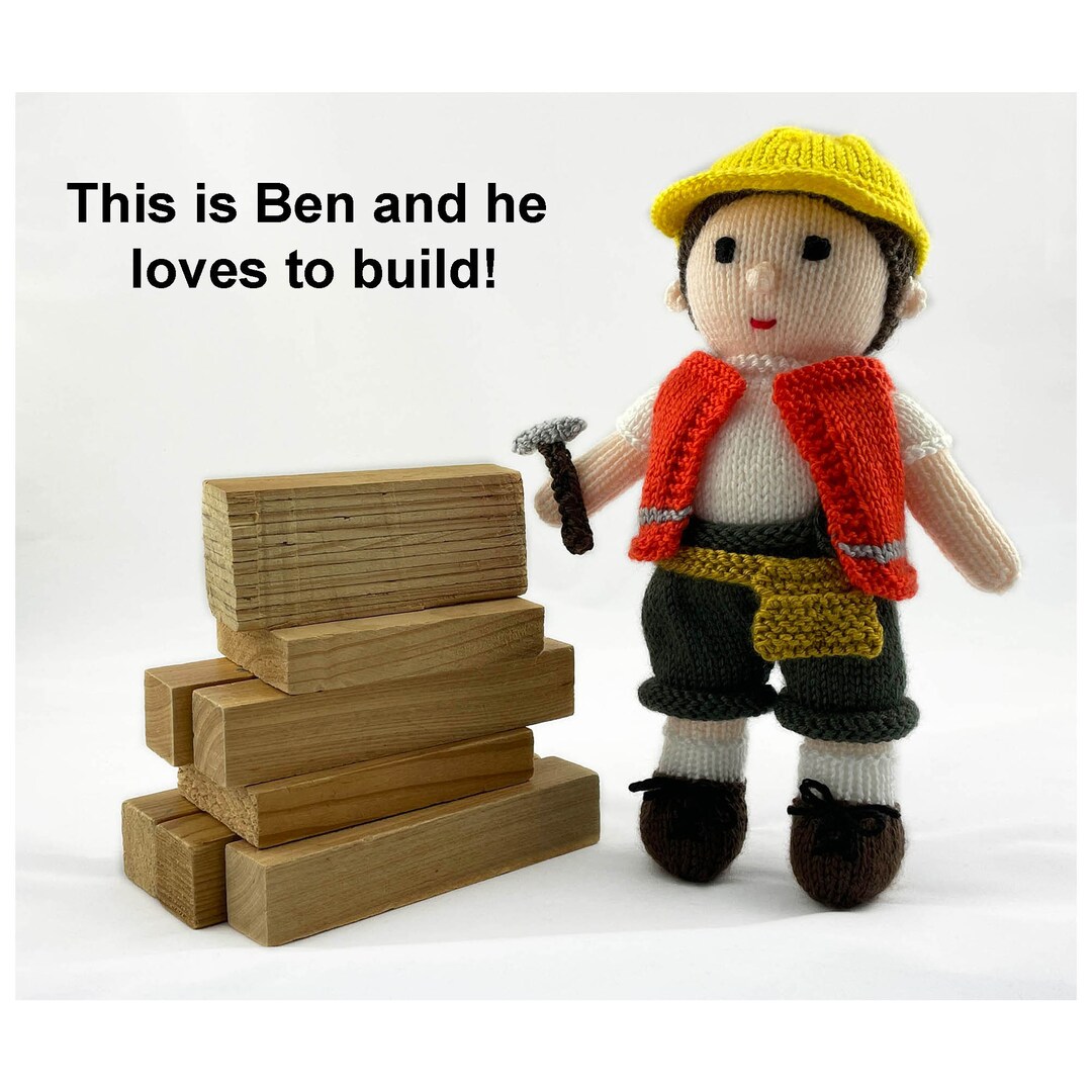 Boy Doll Knitting Pattern 10 Inch Builder Doll Worked Flat on Two ...