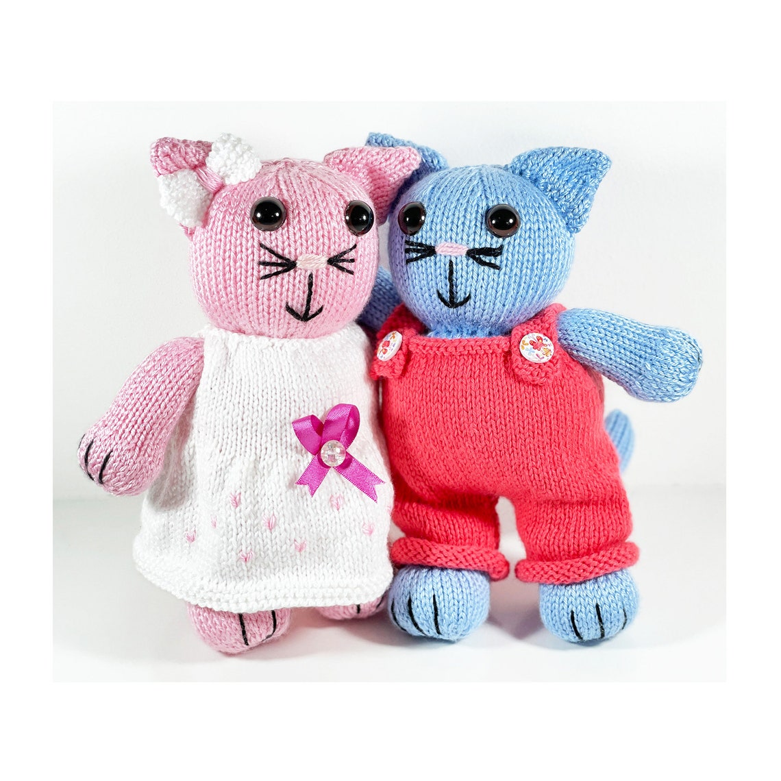 Cat Kitten Knitting Pattern 9 Inch Worked Flat Quick and Easy | Etsy