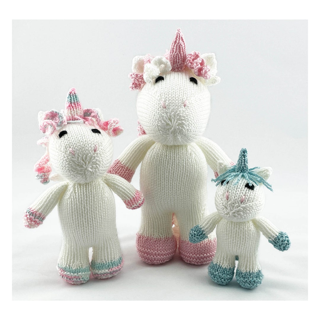 Unicorn Family Knitting Pattern Worked Flat Two Needles Easy to Knit ...