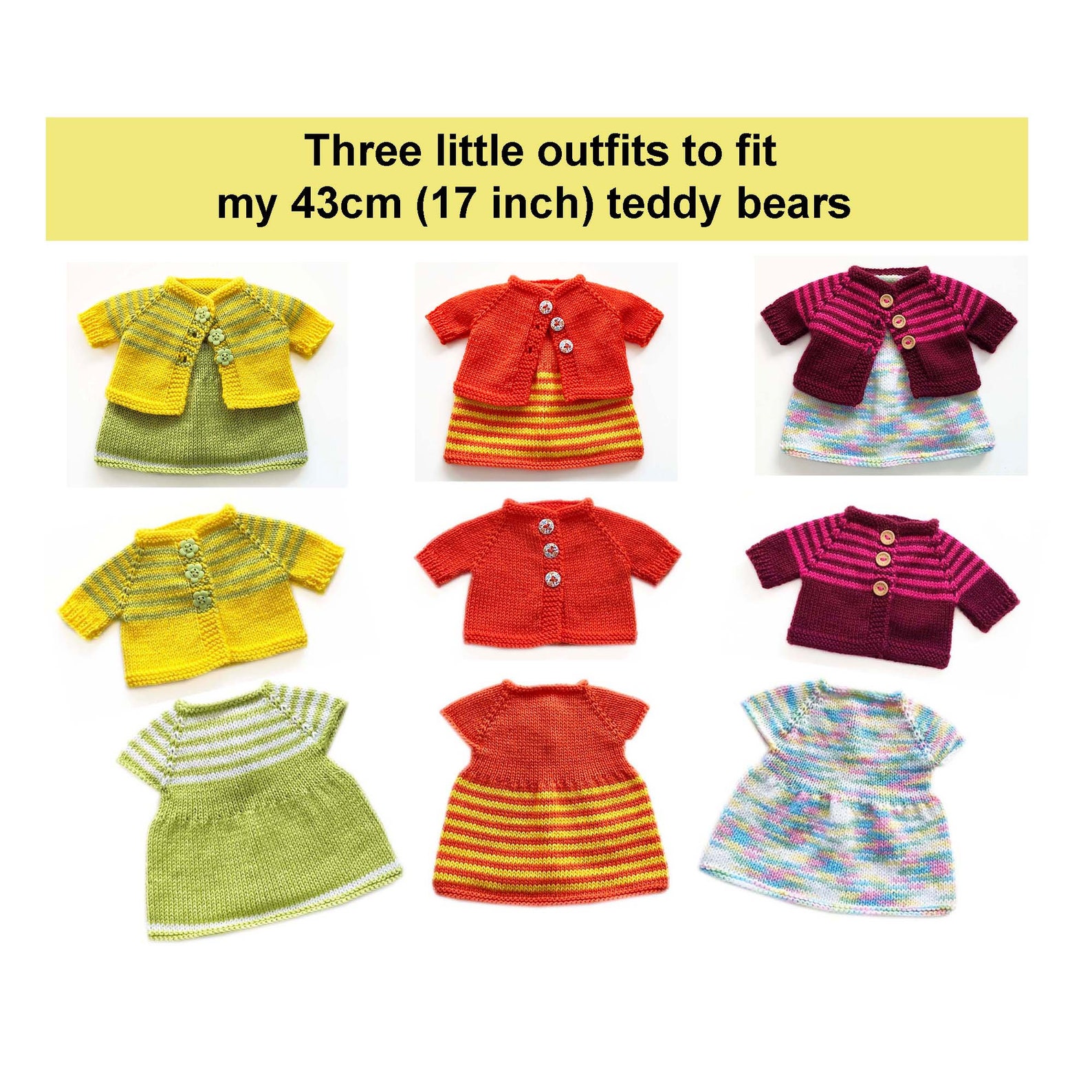 Teddy Bear Clothes Knitting Pattern Worked Flat on Two Needles for 17 ...