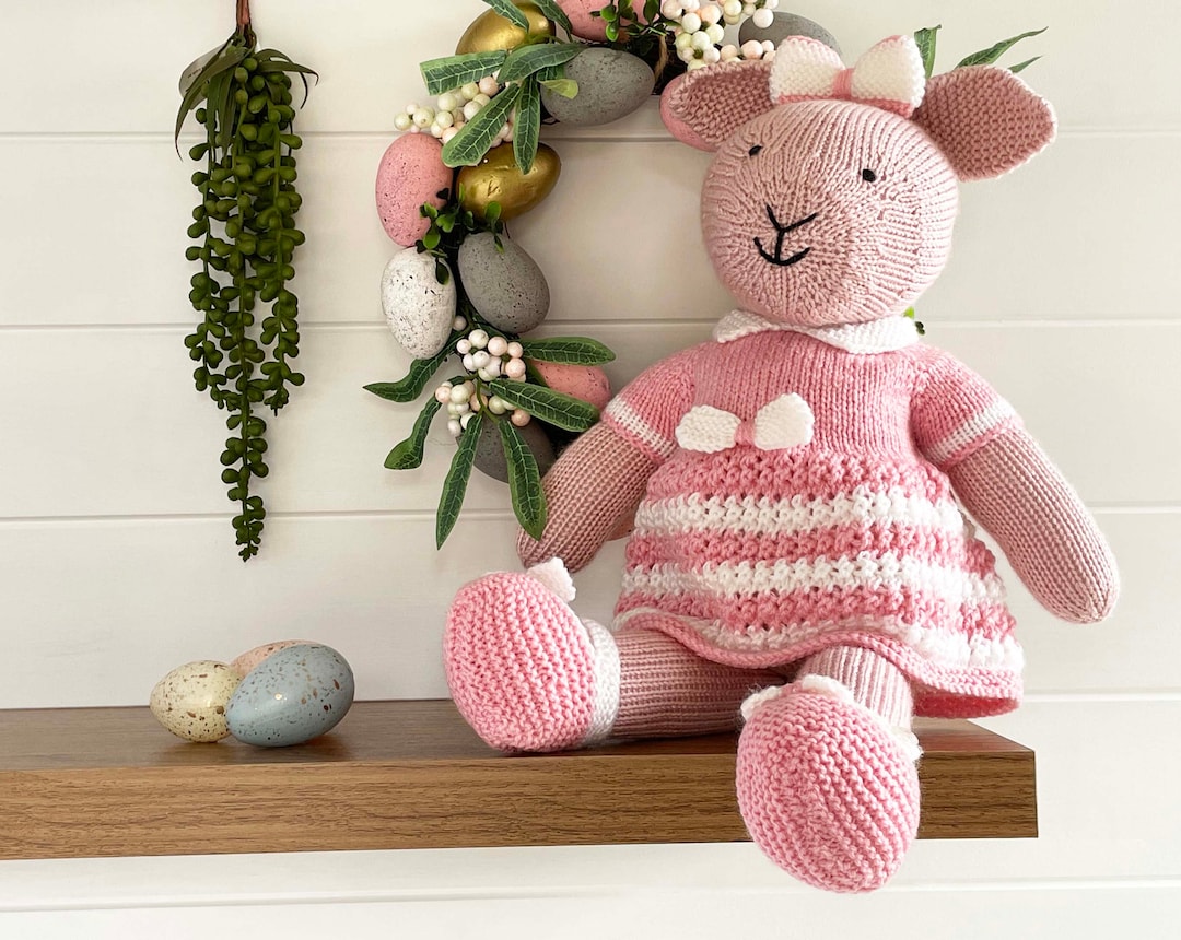 Bunny Rabbit Knitting Pattern 43cm 17 Inch Worked Flat Easter Baby ...