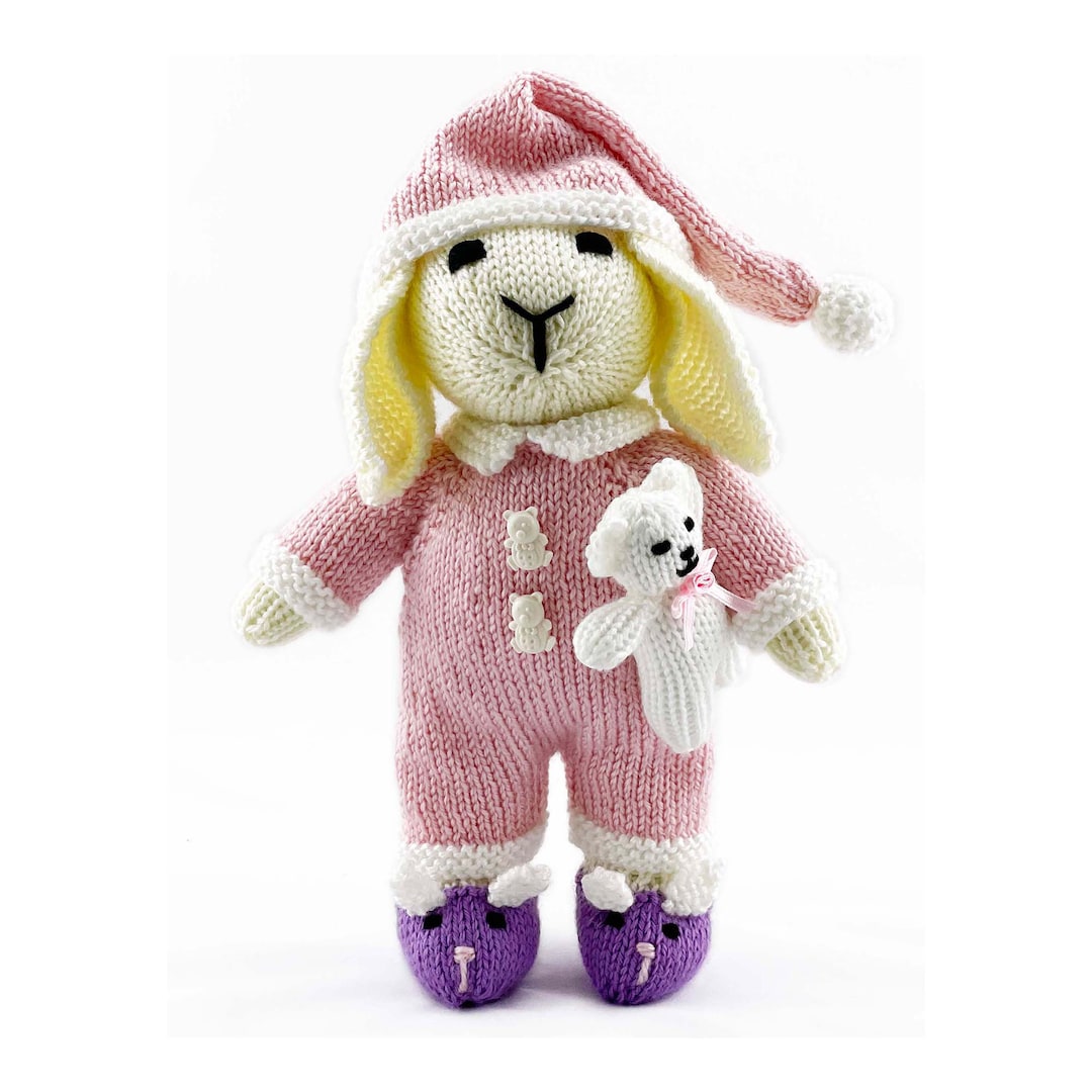 Bedtime Bunny Rabbit Knitting Pattern 25cm (10 Inch) Worked Flat on Two ...