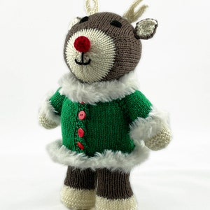 Christmas Reindeer Knitting Pattern Worked Flat on Two Needles Instant ...