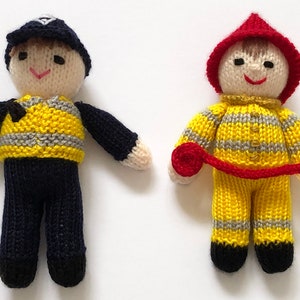 Pocket Mini Dolls Knitting Pattern 15cm (6 Inch) Nurse Doctor Fireman ...
