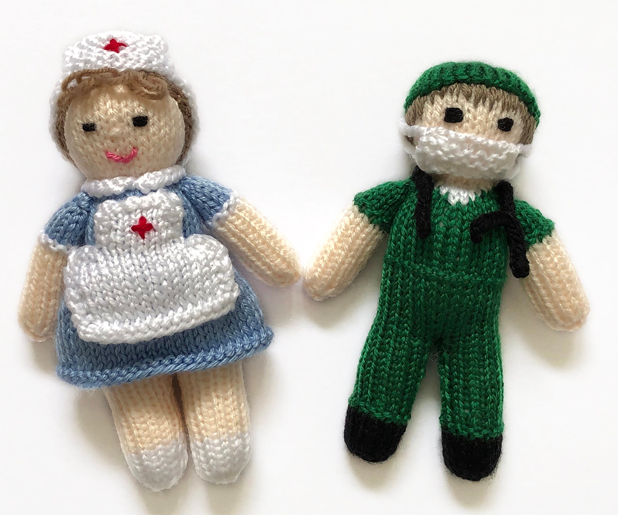 Pocket Mini Dolls Knitting Pattern 15cm 6 Inch Nurse Doctor | Etsy