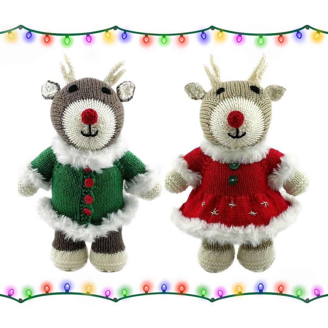 Christmas Reindeer Knitting Pattern Worked Flat on Two Needles Instant ...