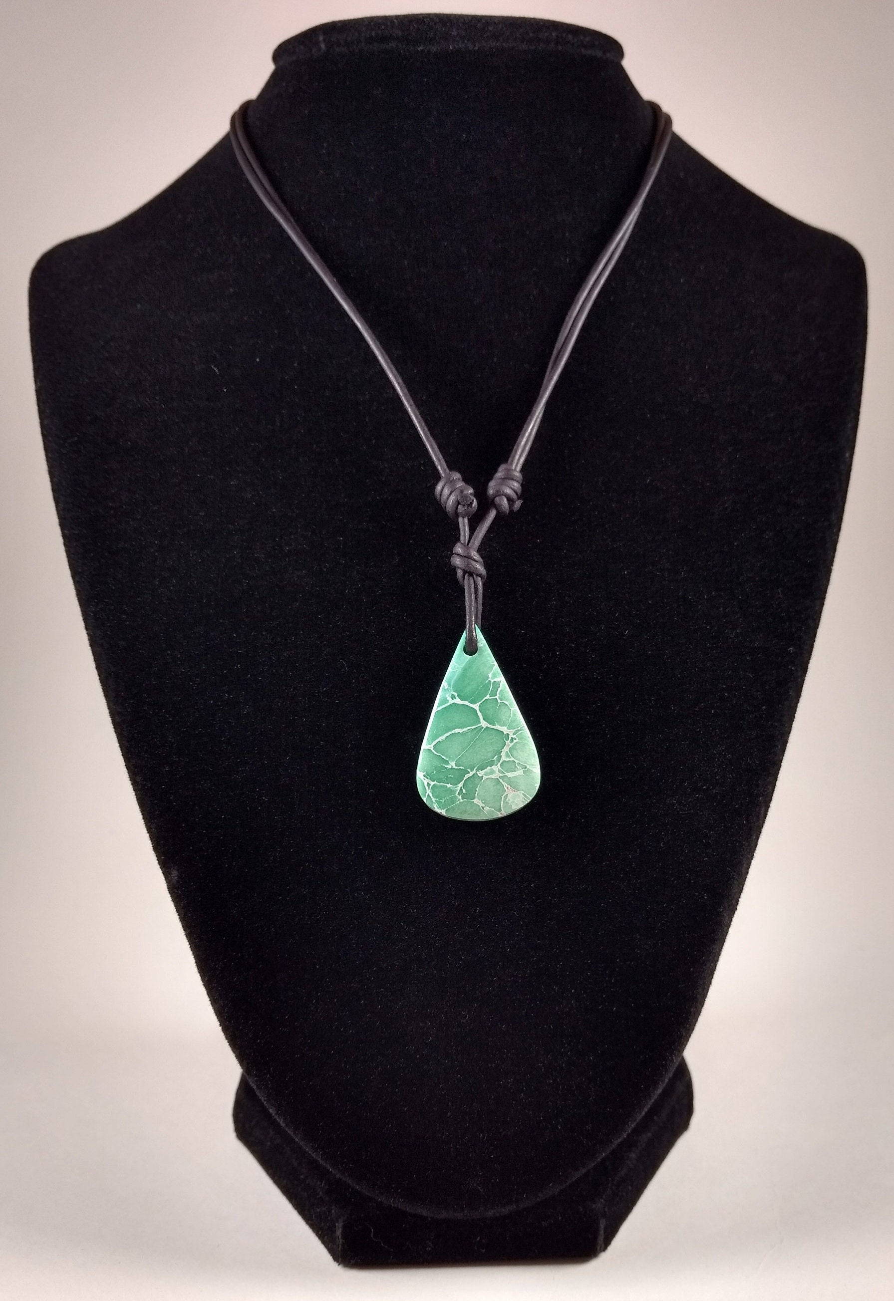 Variscite Adjustable Leather Necklace Handmade by Chris Hay - Etsy