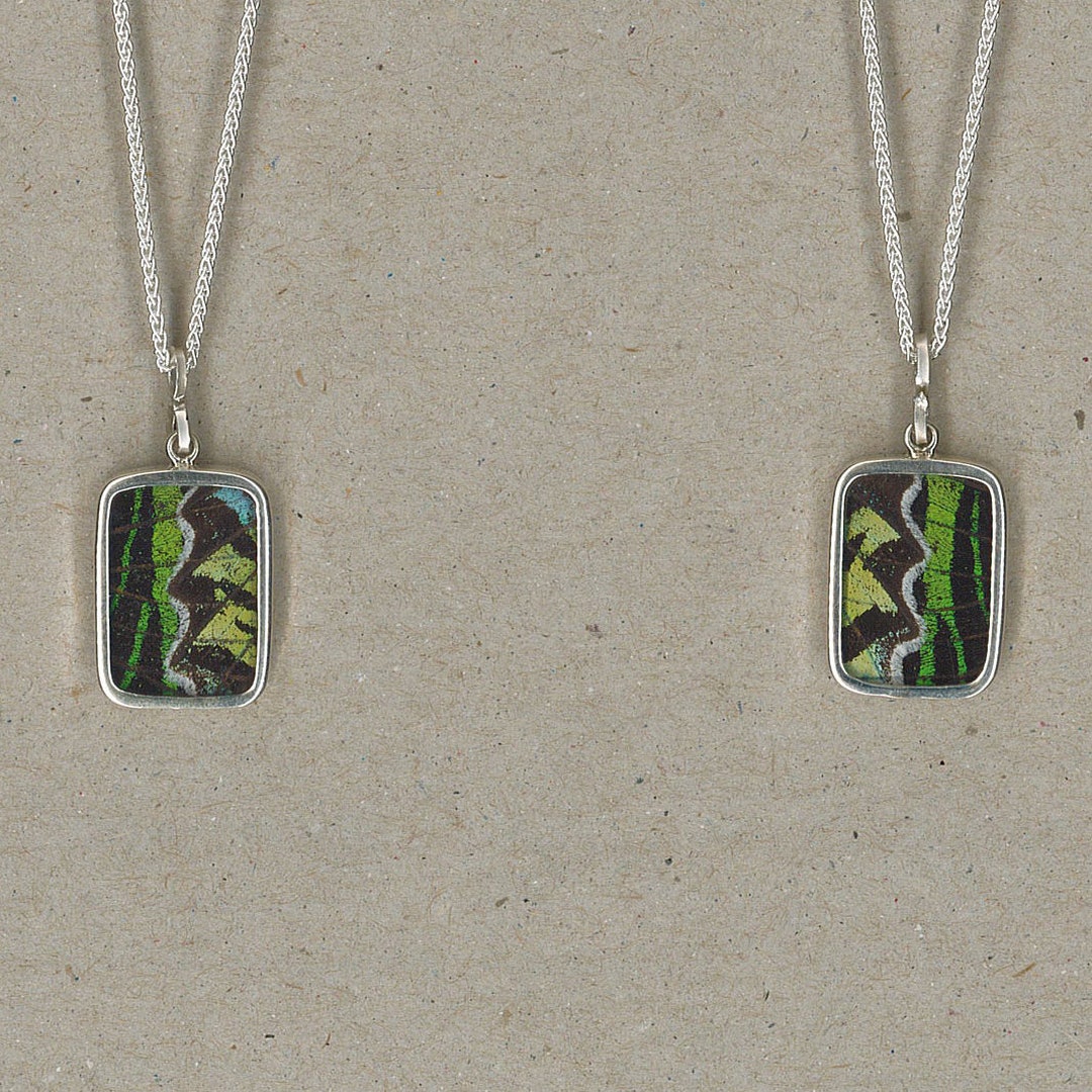 Couples Matching Butterfly Wing and Sterling Silver Necklaces Handmade ...