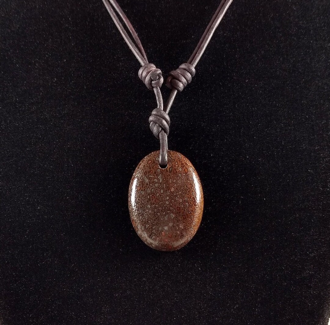 Dinosaur Bone Pendant Adjustable Leather Necklace Handmade by Chris Hay ...