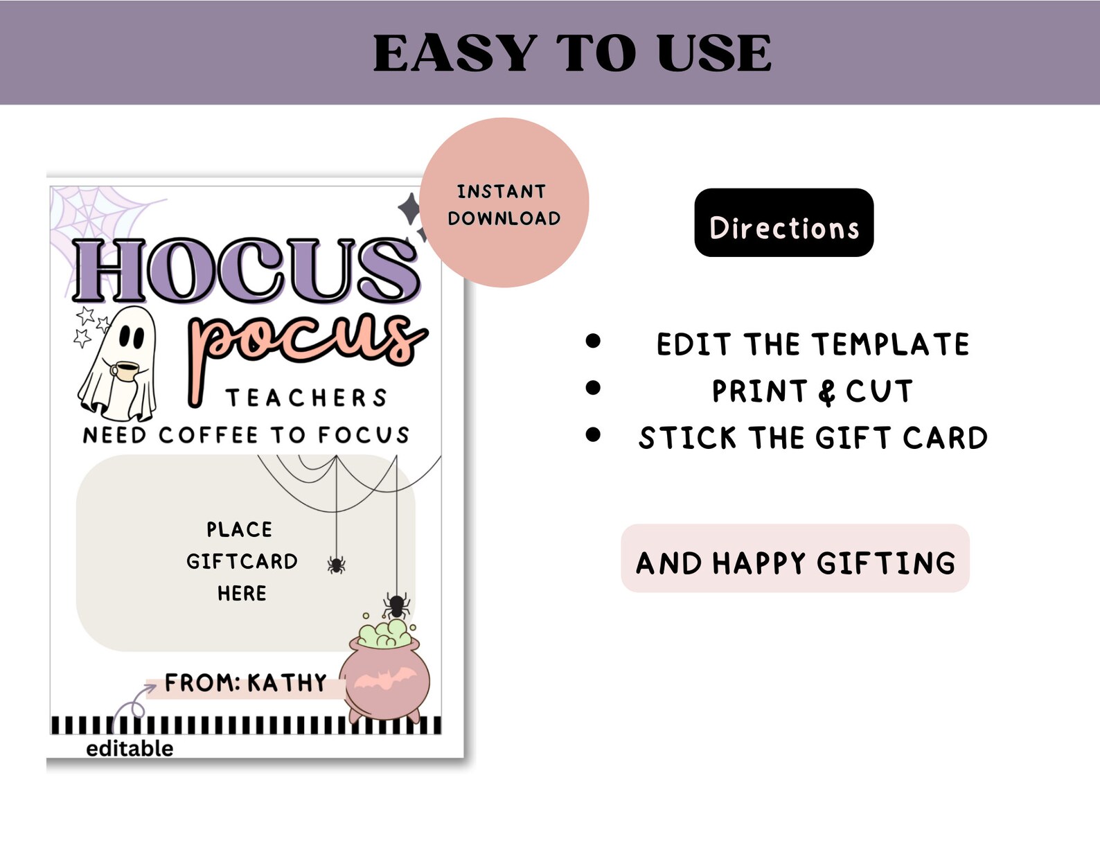 Halloween Coffee Gift Card Holder for Teachers, Teacher Appreciation ...