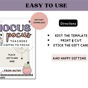 Halloween Coffee Gift Card Holder for Teachers Teacher - Etsy