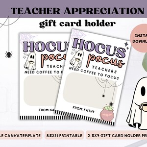 Halloween Coffee Gift Card Holder for Teachers Teacher - Etsy