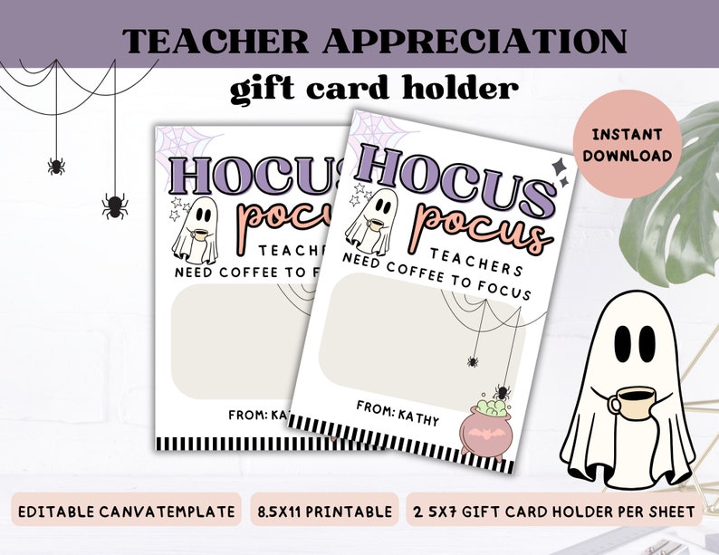Halloween Coffee Gift Card Holder for Teachers Teacher - Etsy