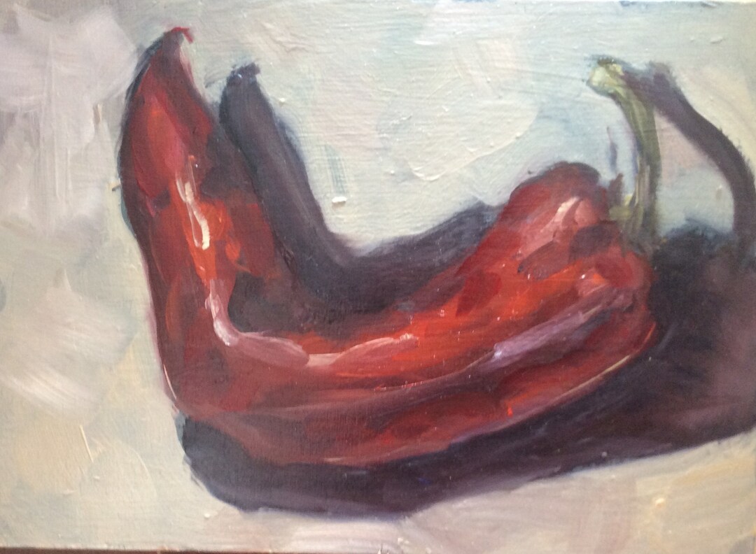 Red Pepper Painting Original Oil Painting 5 X 7" - Etsy