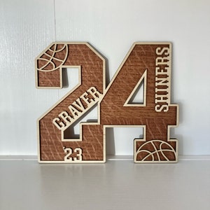 Custom Athlete Number Plaque, Homecoming Gift, Sports Number Wood ...