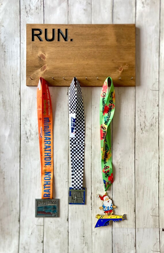 Running Medal Holder Carved Wooden Sign for Race Medals - Etsy