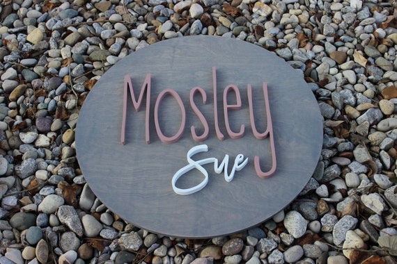 24 Baby Name Sign Custom Name Wood Sign Round Sign | Etsy