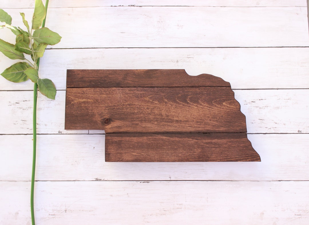 Wooden Nebraska State Sign Shaped Cutout Wall Decor Art Gift Handmade ...