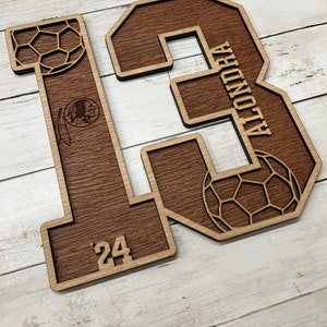 Custom Athlete Number Plaque, Homecoming Gift, Sports Number Wood ...
