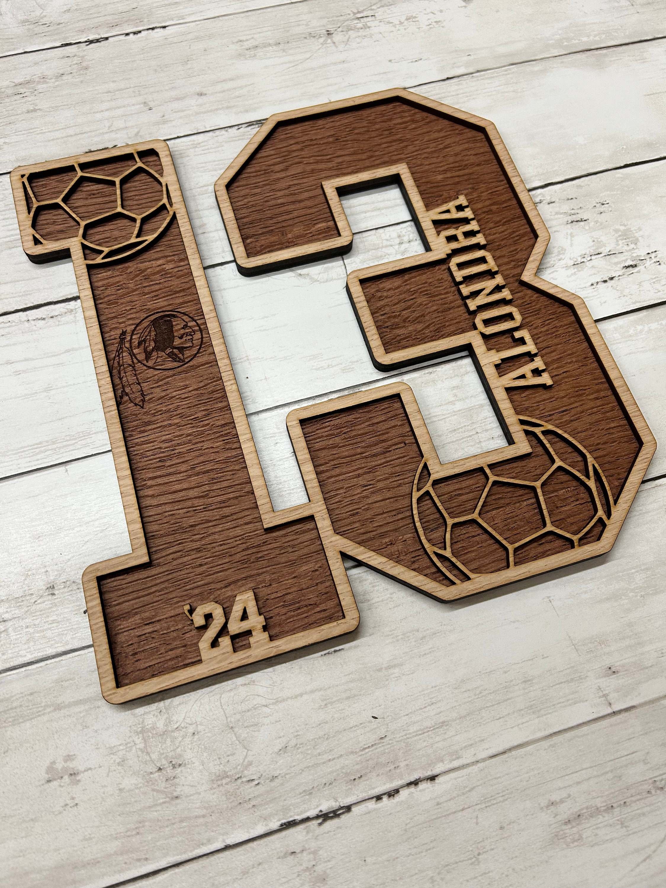 Custom Athlete Number Plaque, Homecoming Gift, Sports Number Wood ...