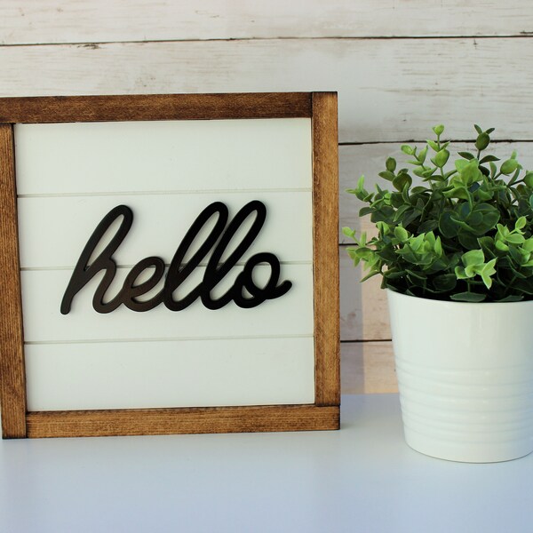 Wooden Hello Sign - Etsy