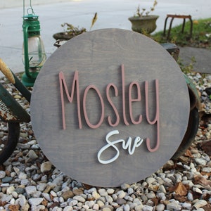 24" Baby Name Sign | Custom Name Wood Sign | Round Sign | Nursery Decor ...