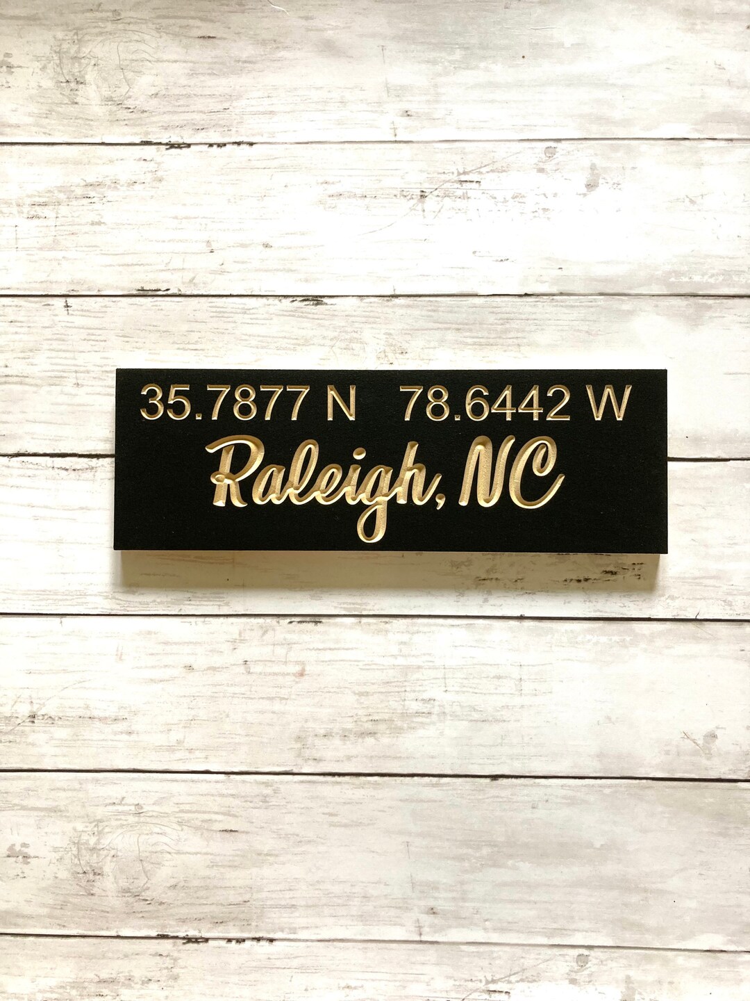 Wooden Engraved Coordinates Address Sign - Etsy
