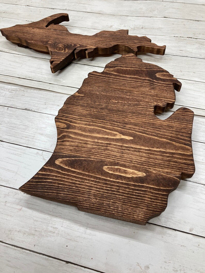 Wooden Michigan State Sign Wall Art Shaped Decor Cutout Home | Etsy