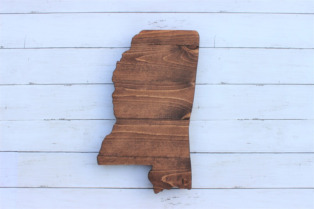 Wooden Mississippi State Sign Decor Shaped Handmade Cutout Wall Art ...