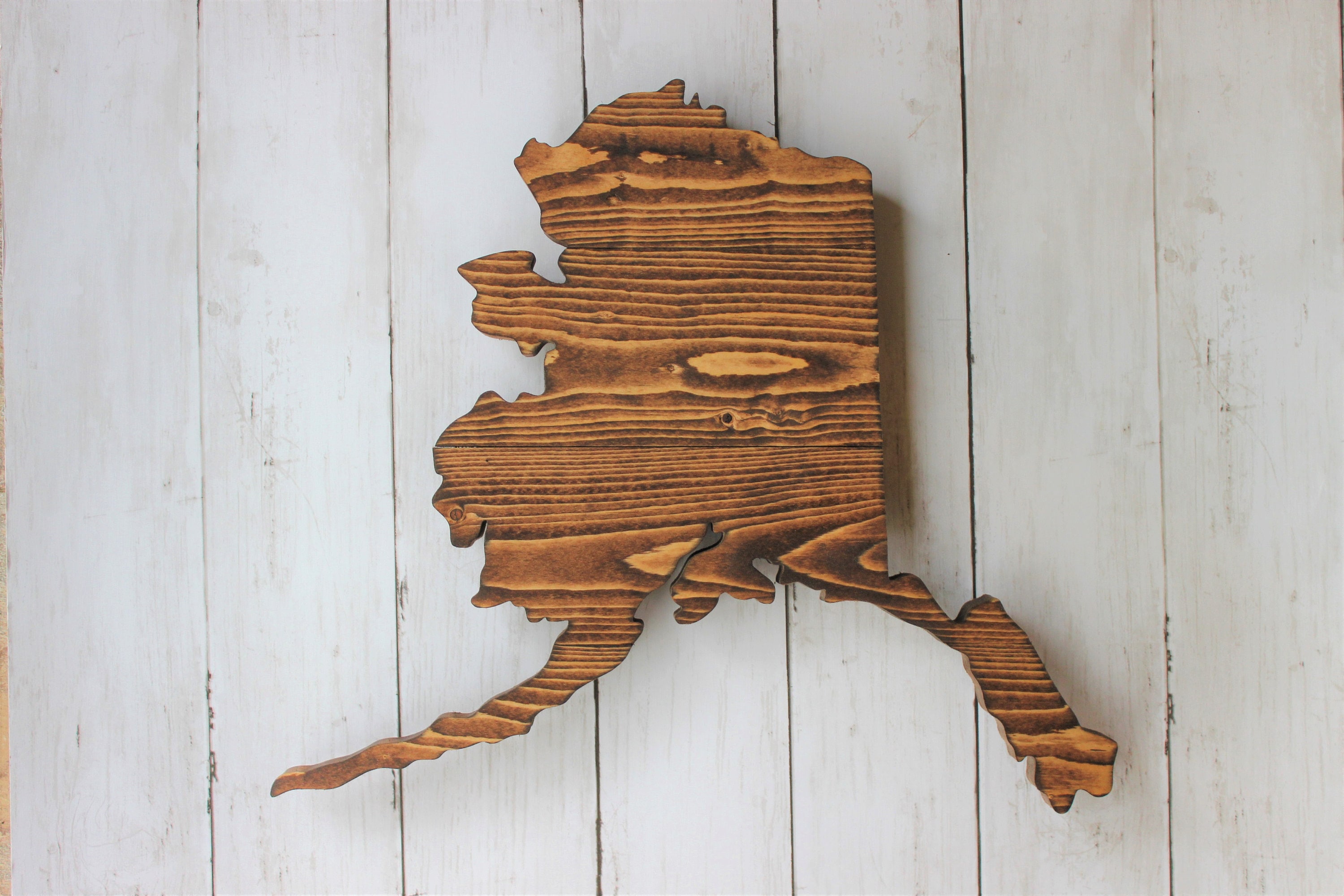 Madera Alaska estado signo de decoración en forma de recorte | Etsy