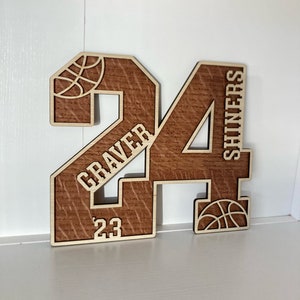 Custom Athlete Number Plaque, Homecoming Gift, Sports Number Wood ...