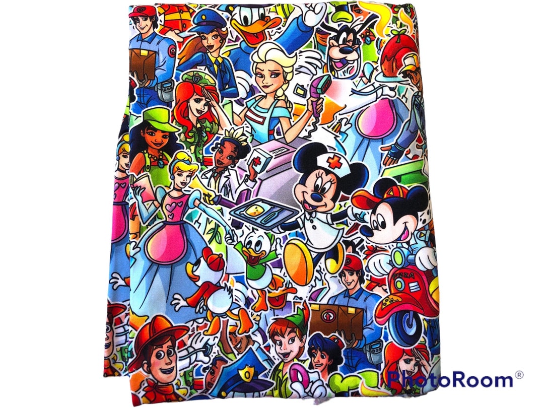 1 Yard of Mickey and Minnie and Others at Work This is so Cute Cotton ...