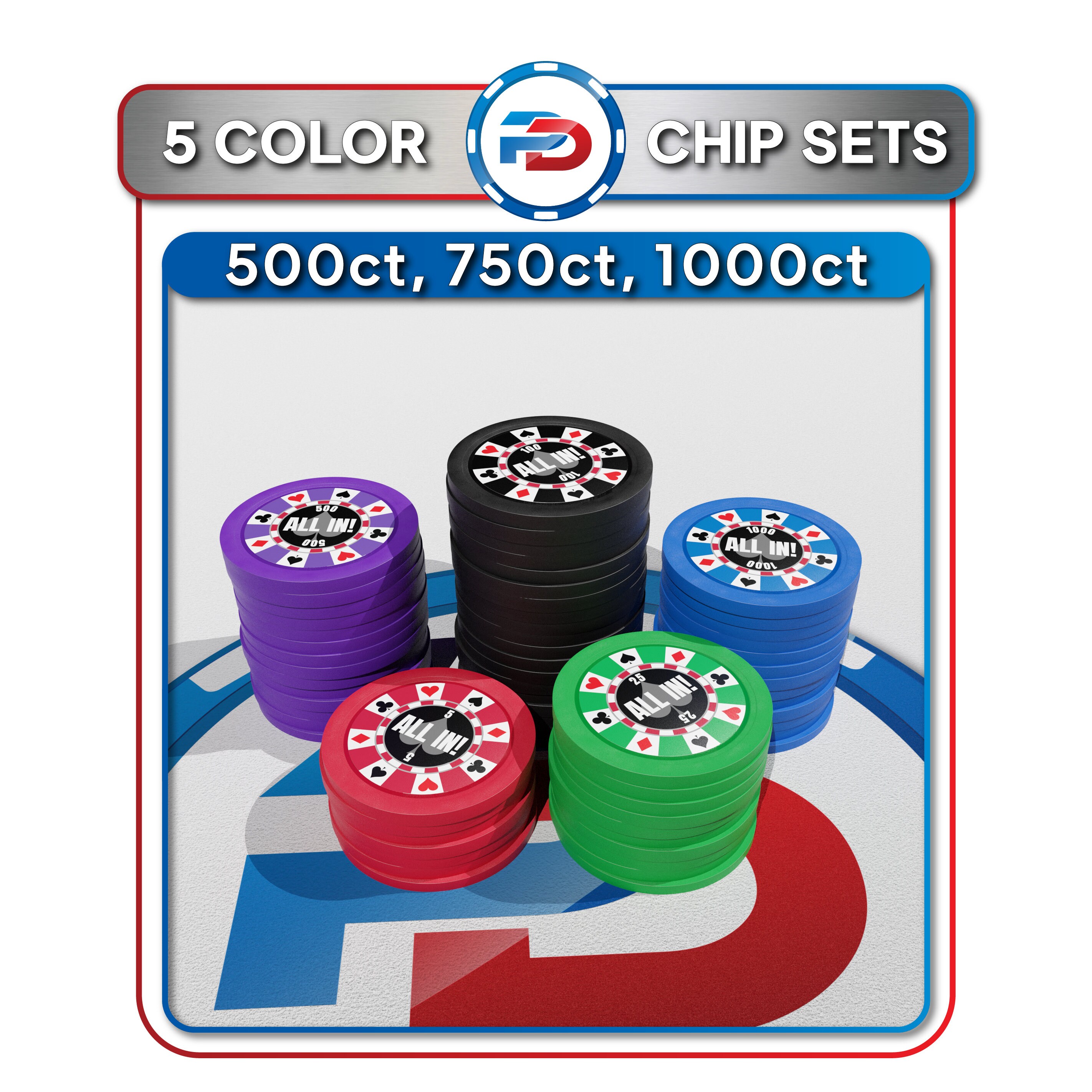 Custom Poker Chip Set | All in Suits | 100ct-1000ct Set Sizes Available ...