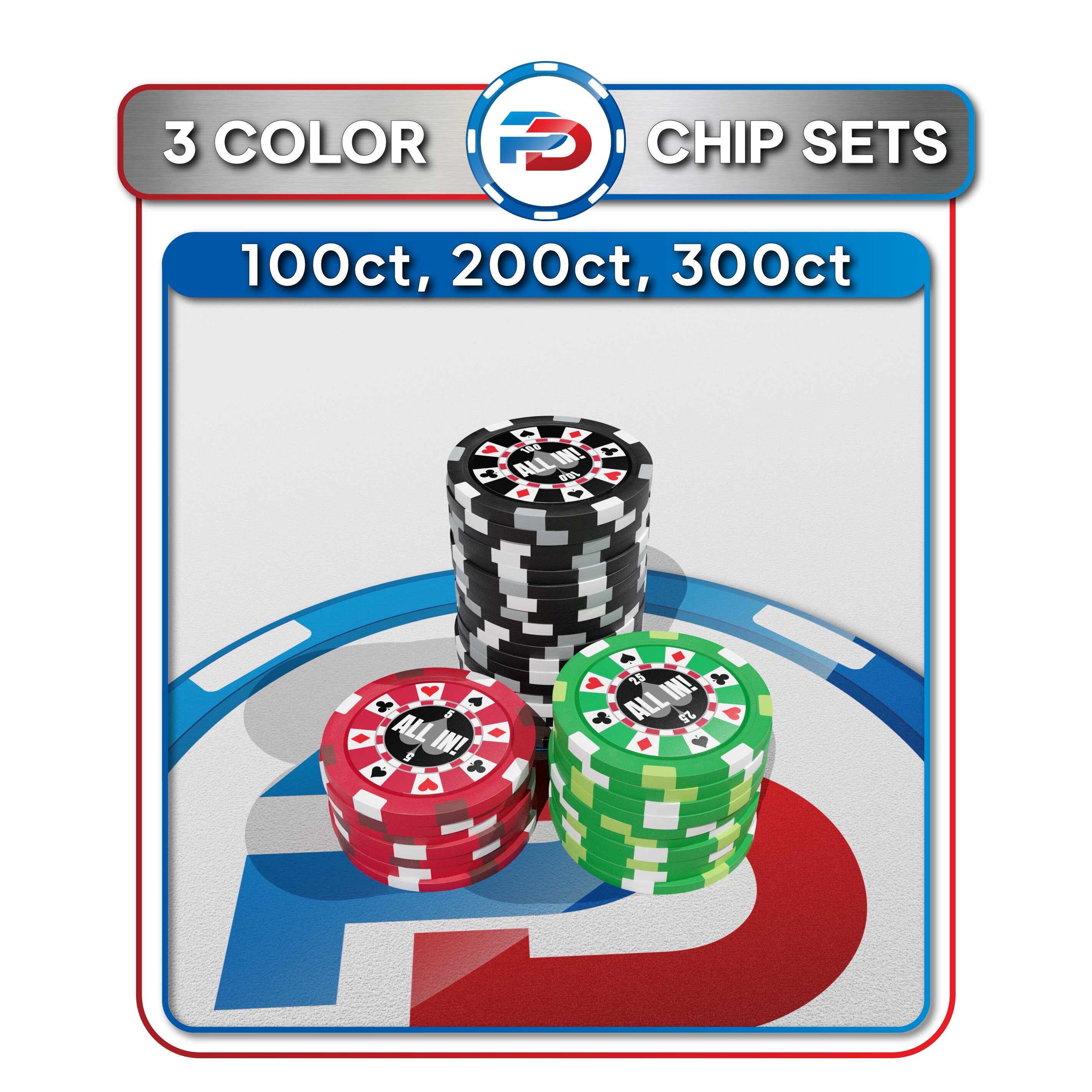 Custom Poker Chip Set | All in Suits | 100ct-1000ct Set Sizes Available ...