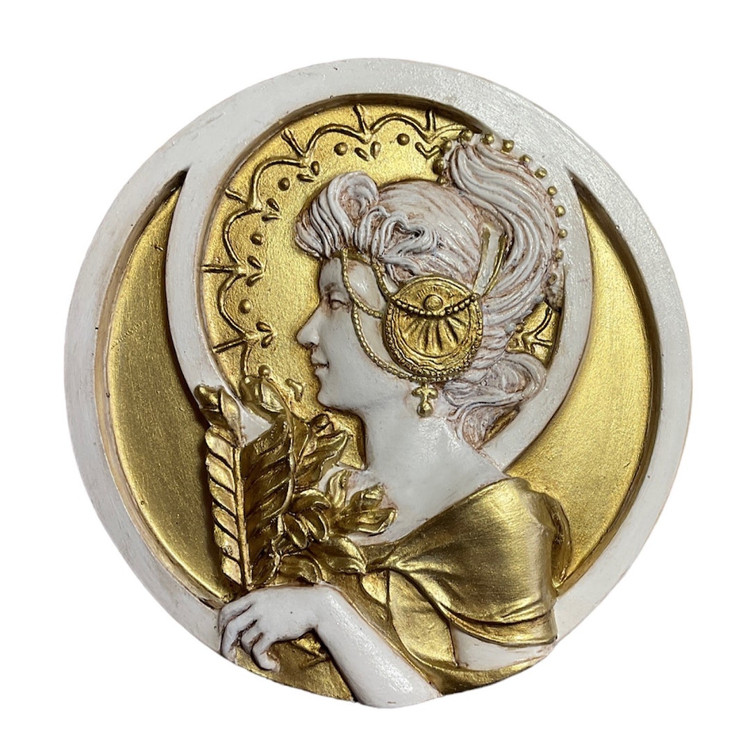 Art Nouveau Plaque, Alphonse Mucha Style Medallion, Handmade Wall ...