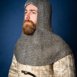 Zeughaus Medieval Chainmail Hood Flatring Rivetd 6 Mm Steel Oiled - Etsy