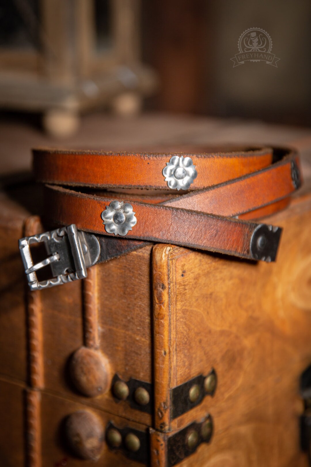 Freyhand Medieval Leather Decorated Belt Wolfram - Etsy