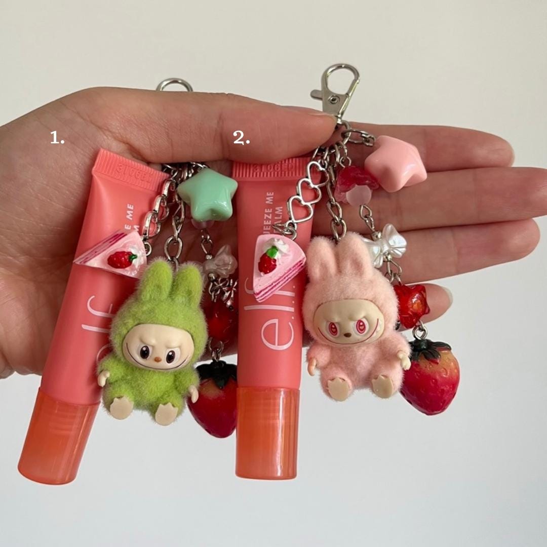 Mini Labubu X Elf Lip Balm Keyrings - Etsy