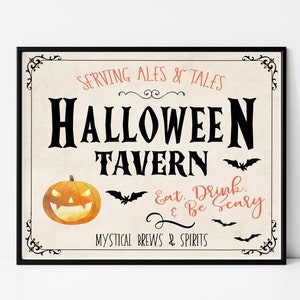 Halloween Tavern Print-halloween Sign-farmhouse Halloween Print ...