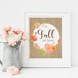 Fall in Love Print-fall in Love-fall Wedding Print-burlap Print-fall ...