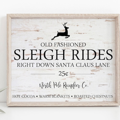 Sleigh Rides Printable-reindeer Sleigh Rides Sign-old | Etsy