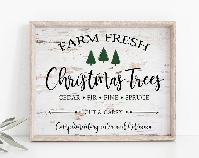 Christmas Tree Wooden Sign - PRINTABLE Wall Art / Trees for Sale Sign ...